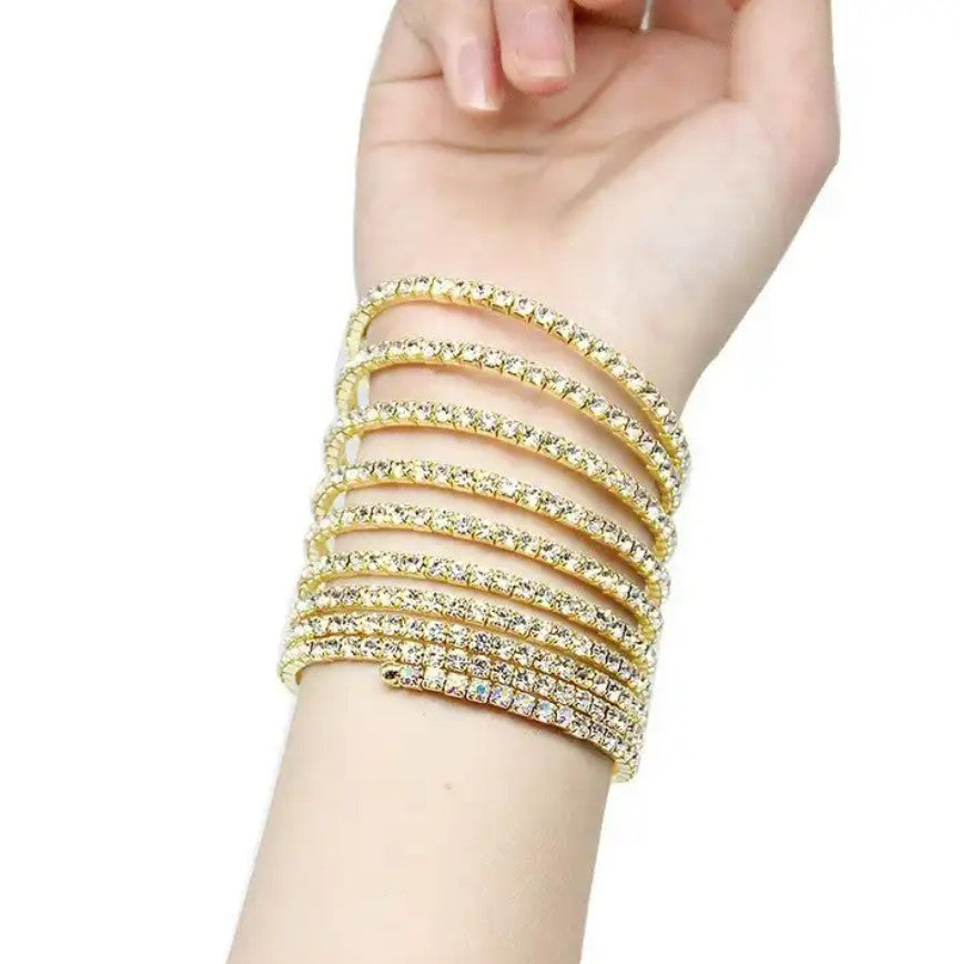 Racquel Ten Rows Wrap Cuff Bracelet | Rhinestone – Beloved Sparkles ...