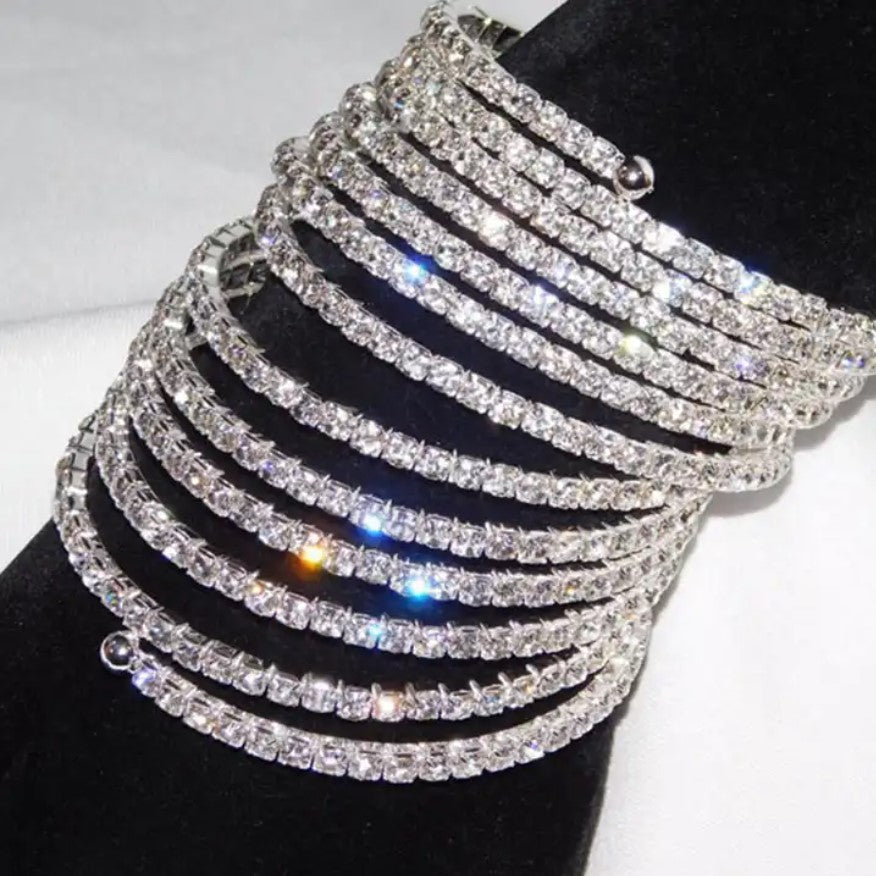 Racquel Ten Rows Wrap Cuff Bracelet | Rhinestone – Beloved Sparkles ...