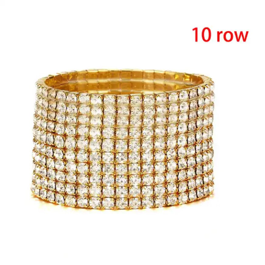 Nicky 10 Rows Rhinestone Stretch Bracelet – Beloved Sparkles | Beloved ...