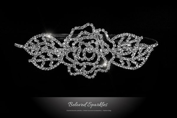 Lorel Large Rose Rhinestone Silver Headband | Rhinestone – Beloved ...