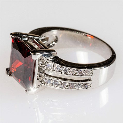 Lola Ruby Princess Cut Solitaire Cocktail Ring | 8.5ct – Beloved ...