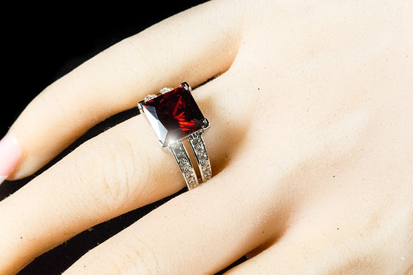 Lola Ruby Princess Cut Solitaire Cocktail Ring | 8.5ct – Beloved Sparkles