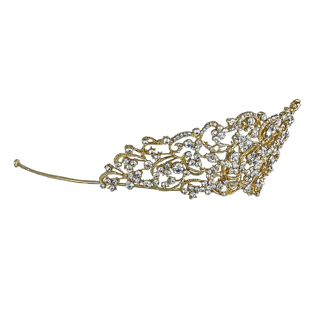 Patrina Floral Swarovski Crystal Gold Tiara | 18k Goldtone Crystal Art ...