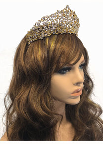Patrina Floral Swarovski Crystal Gold Tiara | 18k Goldtone Crystal Art ...