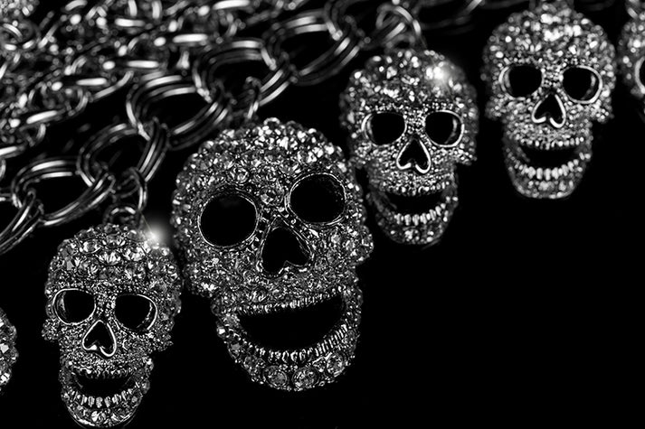 SKULLS CLUSTER CLEAR DIAMOND SILVER GOTH FASHION – Beloved Sparkles