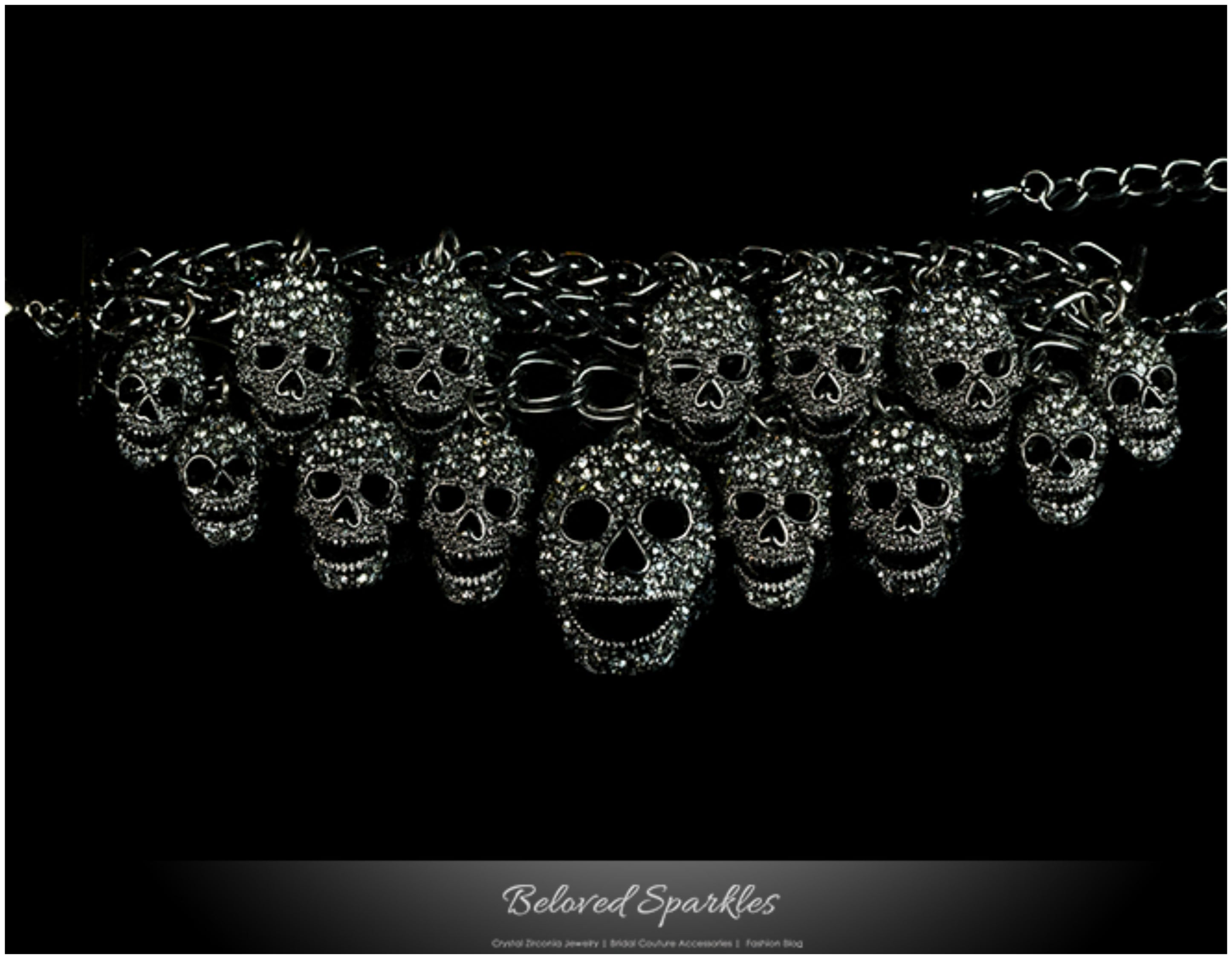 SKULLS CLUSTER BLACK DIAMOND GOTH FASHION BRACLET – Beloved Sparkles