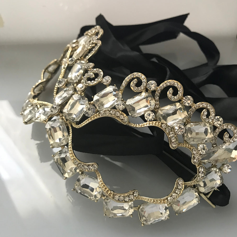 Annika Art Deco Crystal Masquerade Mask – Beloved Sparkles