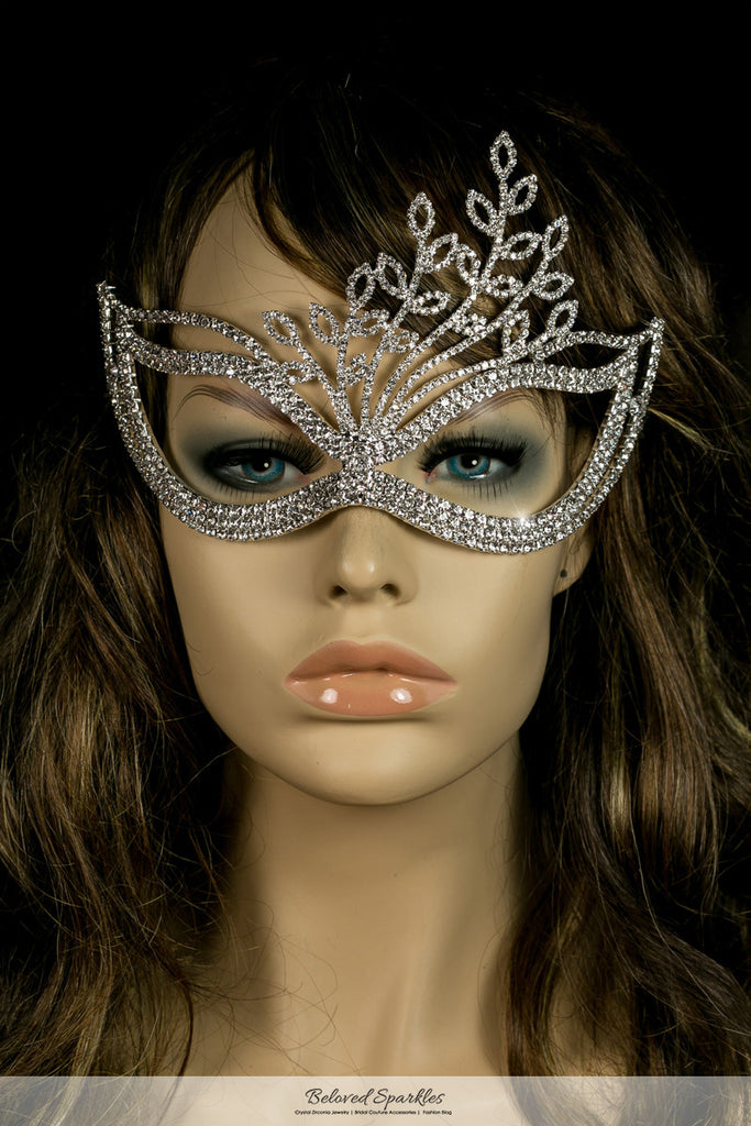 Lorelle Leaves Statement Masquerade Mask | Silver | Crystal – Beloved ...