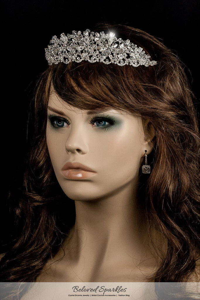 Azalea Crystal Flower Silver Tiara | Swarovski Crystal – Beloved ...