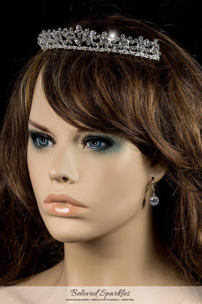 Kandace Classic Crystal Silver Tiara | Small Crystal Silvertone Tiara ...