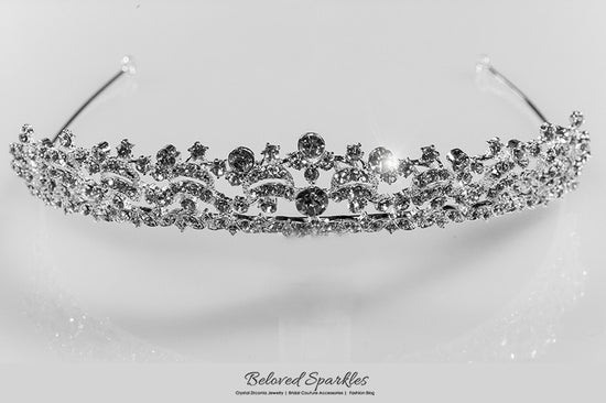 Kandace Classic Crystal Silver Tiara | Small Crystal Silvertone Tiara ...